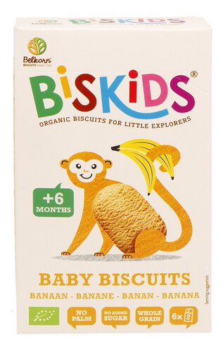 BISKIDS kinderkoekje banaan 6m+ bio | Bio-Planet, jouw biosupermarkt