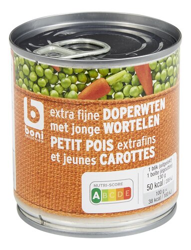 BONI erwten wortelen extr.fijn blik | Colruyt