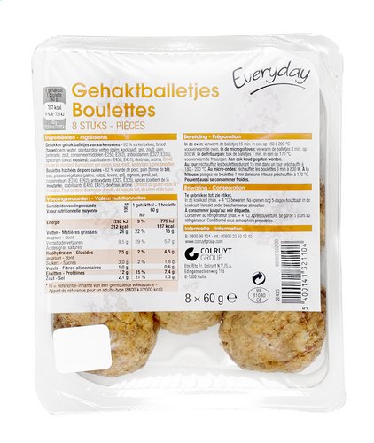 EVERYDAY gehaktballen bestellen | Colruyt