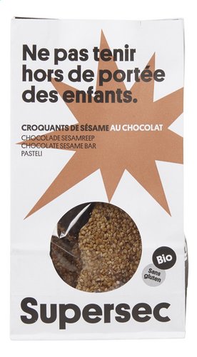 SUPERSEC sesamreep chocolade bio | Bio-Planet, jouw biosupermarkt