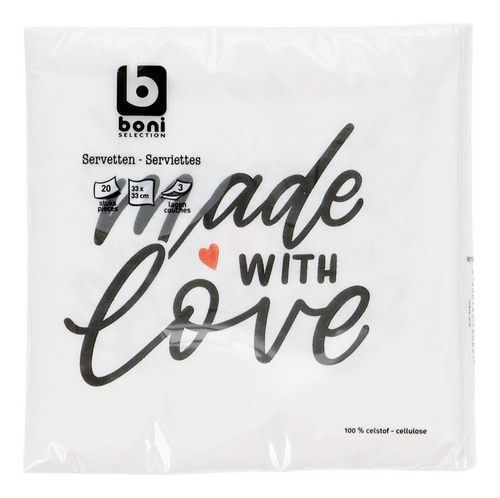 BONI Serviettes Made with Love 33cm | Colruyt